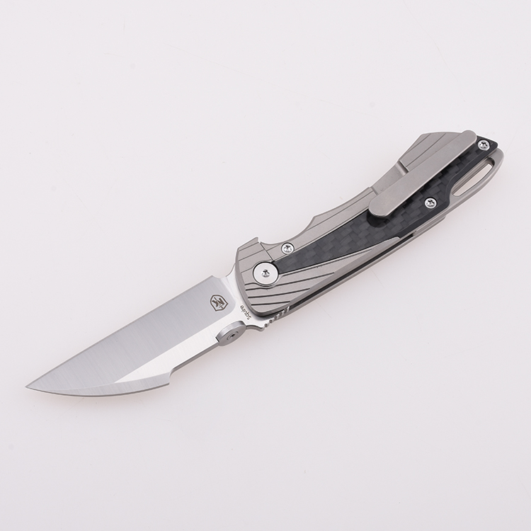 Shieldon EDC knife, MN01A Squire, M390 blade, 6AL4V Titanium carbon ...