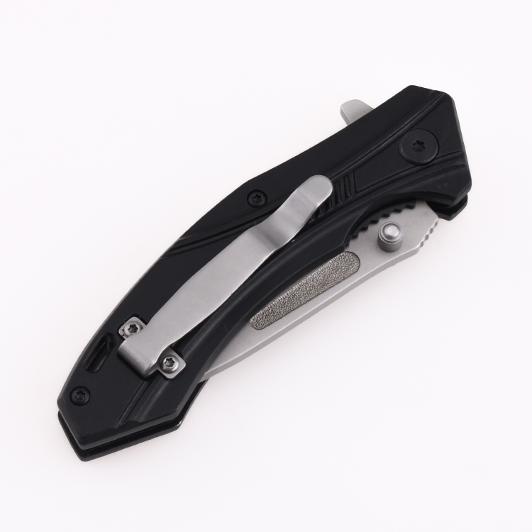 OEM folding knives 5Cr satin blade anodized aluminum handle steel ball ...