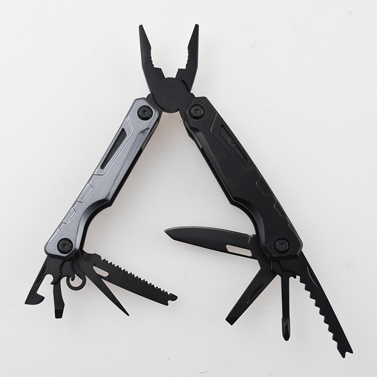 Multi-pliers 14-in-1 anodized aluminum black and grey handle blackened ...