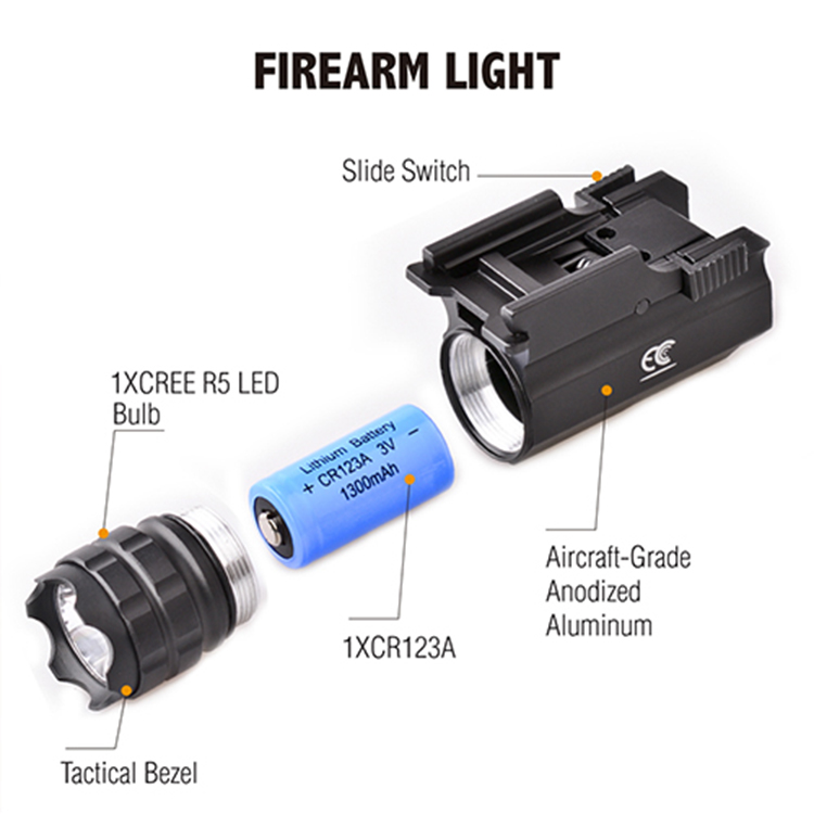 Flashlight Slide switch Gun rail Firearm light Tactical bezel MG-MGL ...