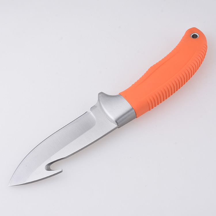 ZY-2405 multi functional hunting knife gut hook TPR handle nylon pouch ...
