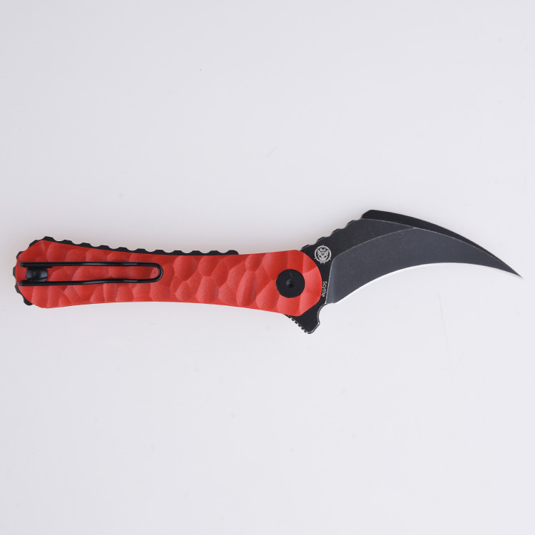 Shieldon DC01D Scythe XL, tactical EDC, 154CM blade Pikal style, red ...