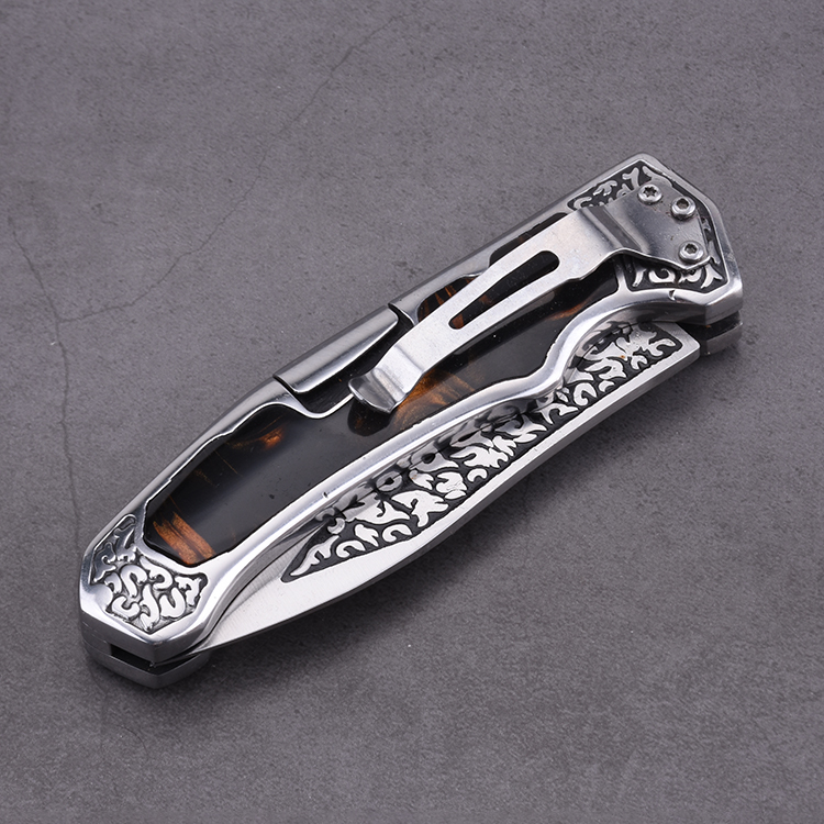 UN-B3154 folding knife lockback Columbia design classic etched finish FOB quote - Shieldon